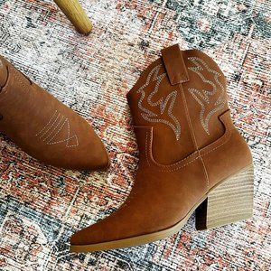 Soda | Shoes | Newcognac Tan Cowboy Cowgirl Western Ankle Boot Booties ...